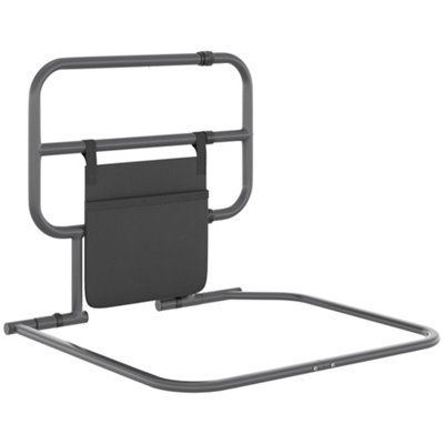 HOMCOM Folding Bed Rail for Elderly Safety Bed Assist Bar w/ Pocket for ...