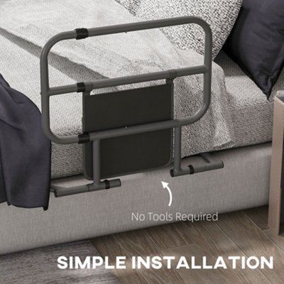 HOMCOM Folding Bed Rail for Elderly Safety Bed Assist Bar w/ Pocket for ...
