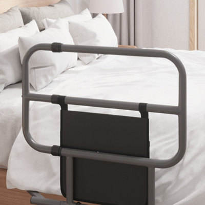 HOMCOM Folding Bed Rail for Elderly Safety Bed Assist Bar w/ Pocket for ...