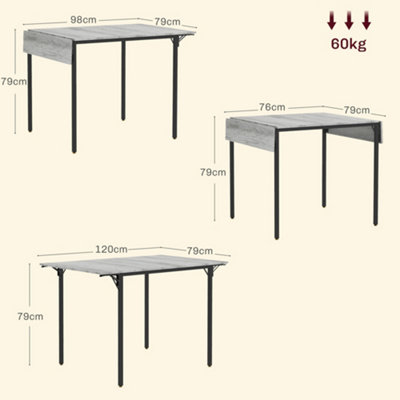 HOMCOM Folding Dining Table, Drop Leaf Table for 2-4 People, Grey
