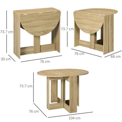 HOMCOM Folding Dining Table Foldable Drop Leaf Dinner Table for Kitchen Oak