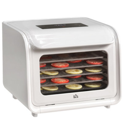 HOMCOM Food Dehydrator with 6 Stainless Steel Tray, for Fruit, Meat, White