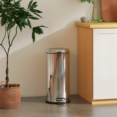 Buy HOMCOM Foot Pedal Bin Stainless Steel Metal Waste Rubbish Lid ...