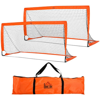 HOMCOM Football Goal Folding Outdoor with All Weather Net 6'x3' Orange