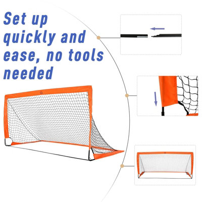 HOMCOM Football Goal Folding Outdoor with All Weather Net 6'x3' Orange