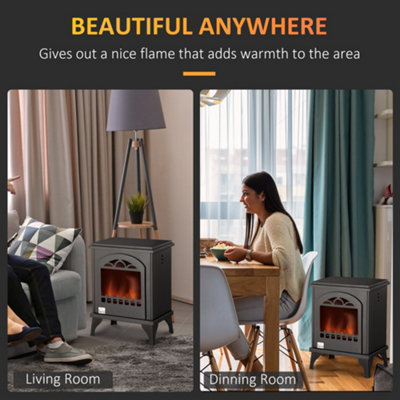HOMCOM Free Standing Bio Ethanol Fireplace Heater with 0.9L Tank, Black