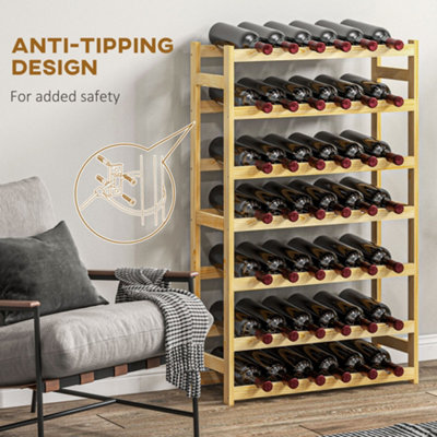 HOMCOM Free Standing Wooden Wine Rack 42 Bottles Holders, Natural