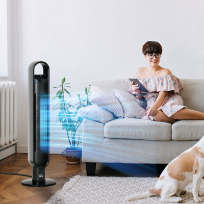 HOMCOM Freestanding Anion Tower Fan Cooling for Bedroom w/ Oscillating ...