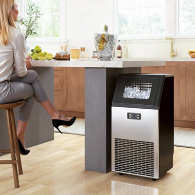 HOMCOM Freestanding Ice Machine with 45kg/24H Capacity, Commercial Ice ...
