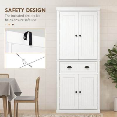HOMCOM Freestanding Kitchen Storage Cabinet Drawers Cupboards Shelves White