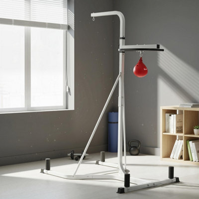 HOMCOM Freestanding Speed Bag Platform, Adjustable Boxing Punch Bag, White