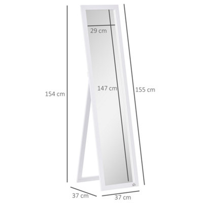 HOMCOM Full Length Mirror, Floor Standing or Wall-Mounted Long Mirror ...