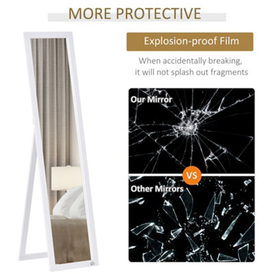 HOMCOM Full Length Mirror, Floor Standing or Wall-Mounted Long Mirror ...