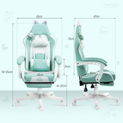 HOMCOM Gaming Chair with Footrest, Reclining Computer Chair, Light Blue