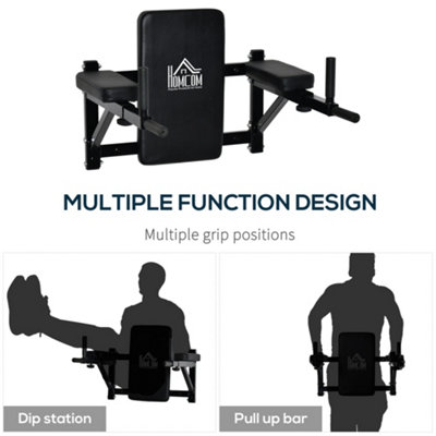 HOMCOM Gym Rack Dip Station Wall Mounted AB Knee Leg Raise Pull Up ...