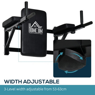 HOMCOM Gym Rack Dip Station Wall Mounted AB Knee Leg Raise Pull Up ...