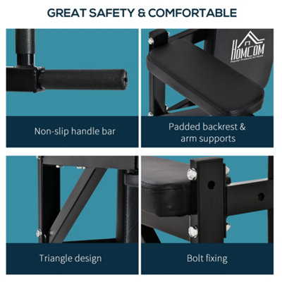 HOMCOM Gym Rack Dip Station Wall Mounted AB Knee Leg Raise Pull Up ...