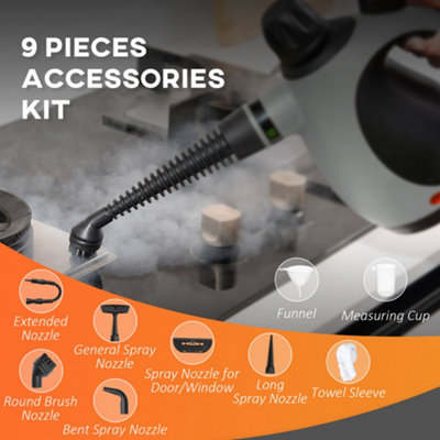 HOMCOM Handheld Steam Cleaner Multi-purpose Steamer w/ 9 Pieces ...
