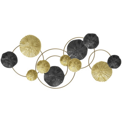 HOMCOM Hanging Wall Sculpture with Modern Lotus-Leaf Design, Metal Wall Art