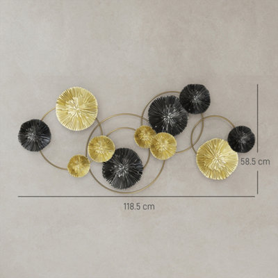 HOMCOM Hanging Wall Sculpture with Modern Lotus-Leaf Design, Metal Wall Art