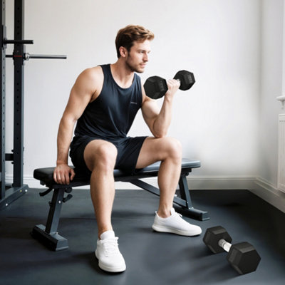 HOMCOM Hexagonal Dumbbells Kit Weight Lifting Exercise for Home Fitness ...