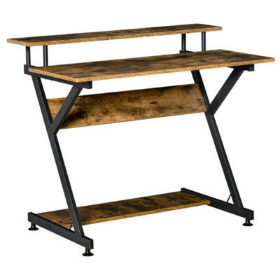 HOMCOM Home Office Computer Desk w/ Storage, Gaming Writing Table ...