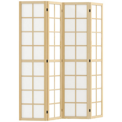 HOMCOM Indoor Room Partition, 4 Panel Folding Room Divider, 160 x 170cm