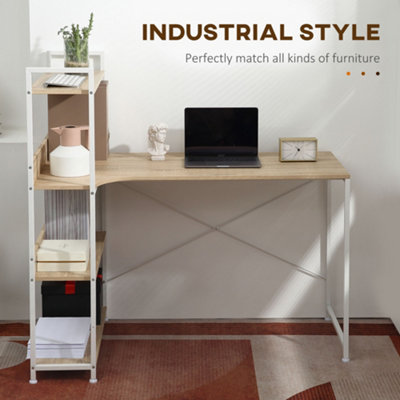HOMCOM Industrial Computer Desk with Storage Shelf Metal Frame for Home ...