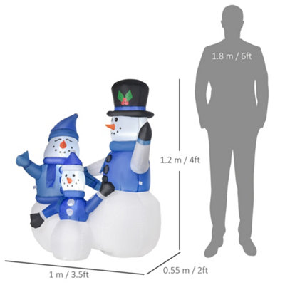 HOMCOM Inflatable Snowman Family Decoration w/ LED Lights Christmas ...