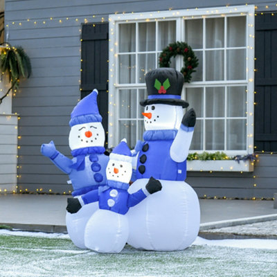 HOMCOM Inflatable Snowman Family Decoration w/ LED Lights Christmas ...