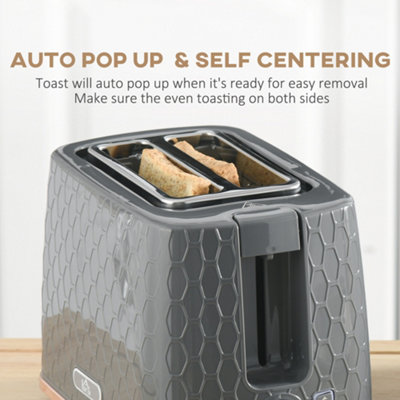HOMCOM Kettle and Toaster Set 1.7L Kettle & 2 Slice Toaster Set Grey