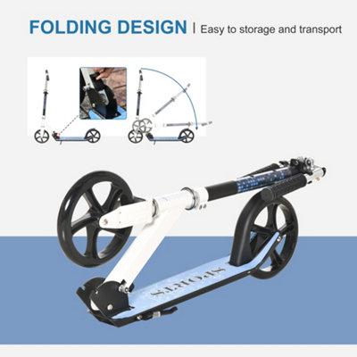 HOMCOM Kick Scooter Commuter Adjustable Height Wheels Foldable ...