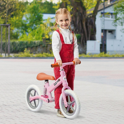 HOMCOM Kid Balance Bike ChildrenBicycle Adjustable Seat 2-5 Years No Pedal Pink