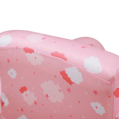 HOMCOM Kids Armchair Toddler Sofa Seat Set with Footrest Padding Couch Pink