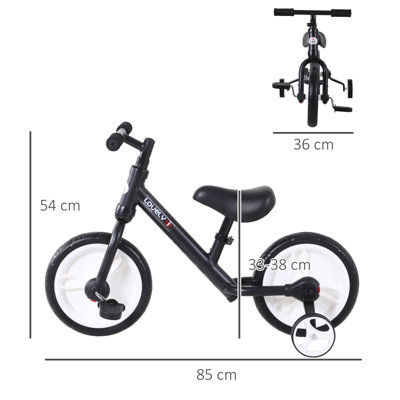 HOMCOM Kids Balance Training Bike Toy w/ Stabilizers For Child 2-5 ...