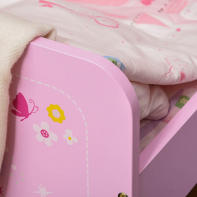 Buy HOMCOM Kids Bed Princess Castle Theme w/ Side Rails Slats Home 3-6 ...