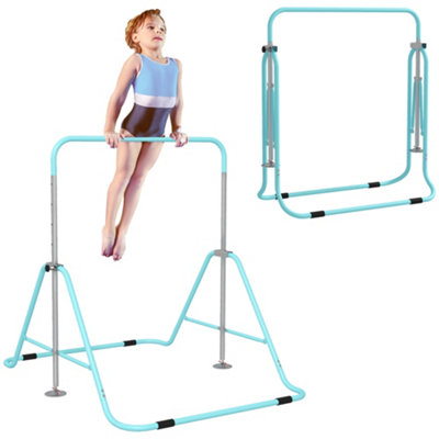 HOMCOM Kids Gymnastic Bar w/ Adjustable Height, Foldable Training Bar ...