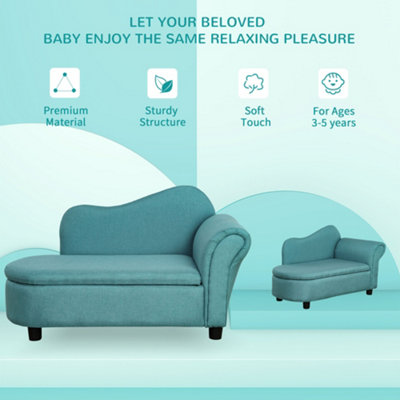 HOMCOM Kids Sofa Toddler Chair with Storage Compartment Eucalyptus Wood Blue