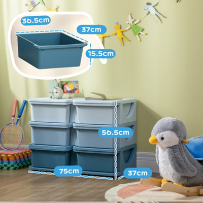 HOMCOM Kids Storage Units with Drawers 3 Tier Chest Dresser Tower Blue