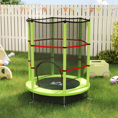 HOMCOM Kids Trampoline Mini Bouncer w/ Enclosure Net for 3-6 Years Green