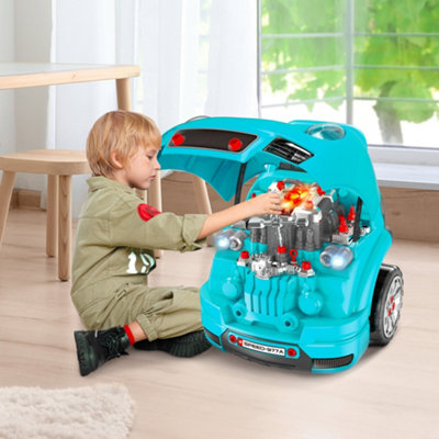 HOMCOM Kids Truck Engine Toy Set w/ Horn, Light, Car Key, for Ages 3-5 ...