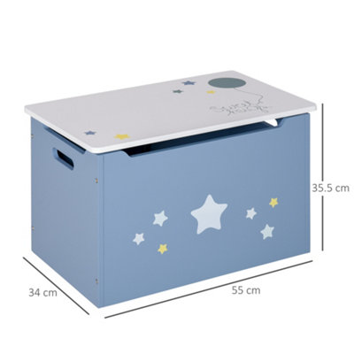 HOMCOM Kids Wooden Toy Box Children Storage Chest Organiser Side Handle ...