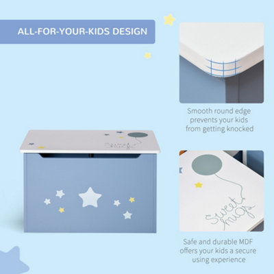 HOMCOM Kids Wooden Toy Box Children Storage Chest Organiser Side Handle ...