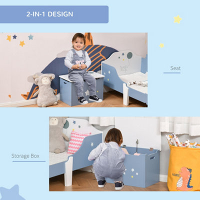 HOMCOM Kids Wooden Toy Box Children Storage Chest Organiser Side Handle ...
