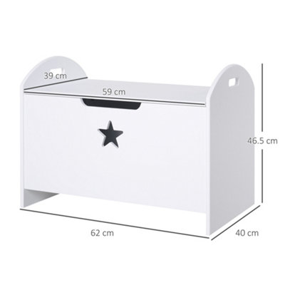 HOMCOM Kids Wooden Toy Children Box Storage Organizer Side Handle White