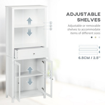 HOMCOM Kitchen Cupboard Modern Storage Cabinet w/ Glass Door Adjustable ...