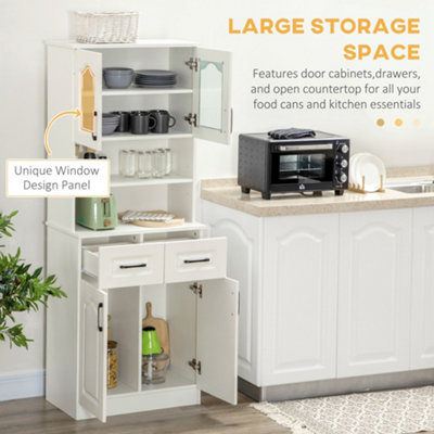 HOMCOM Kitchen Cupboard Storage Cabinet Adjustable Shelves, Countertop ...