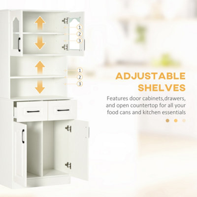 HOMCOM Kitchen Cupboard Storage Cabinet Adjustable Shelves, Countertop ...