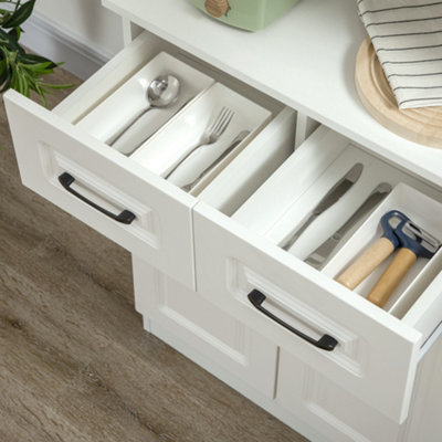 HOMCOM Kitchen Cupboard Storage Cabinet Adjustable Shelves, Countertop ...