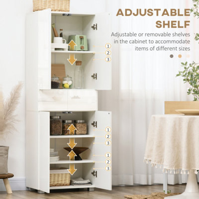 HOMCOM Kitchen Cupboard Storage Cabinet Push Open Doors and Drawers, White